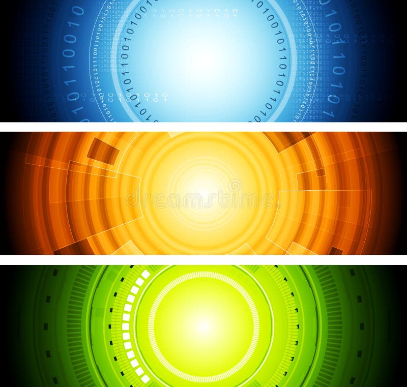 Bright Abstract Tech Vector Banners Stock Vector - Illustration of ...