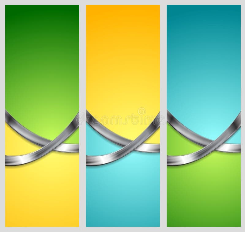 Bright Abstract Tech Vertical Banners with Metal Stock Vector ...