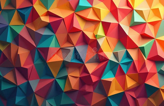 Bright Abstract Triangle Geometry Pattern. Colorful Geometric Cubist ...