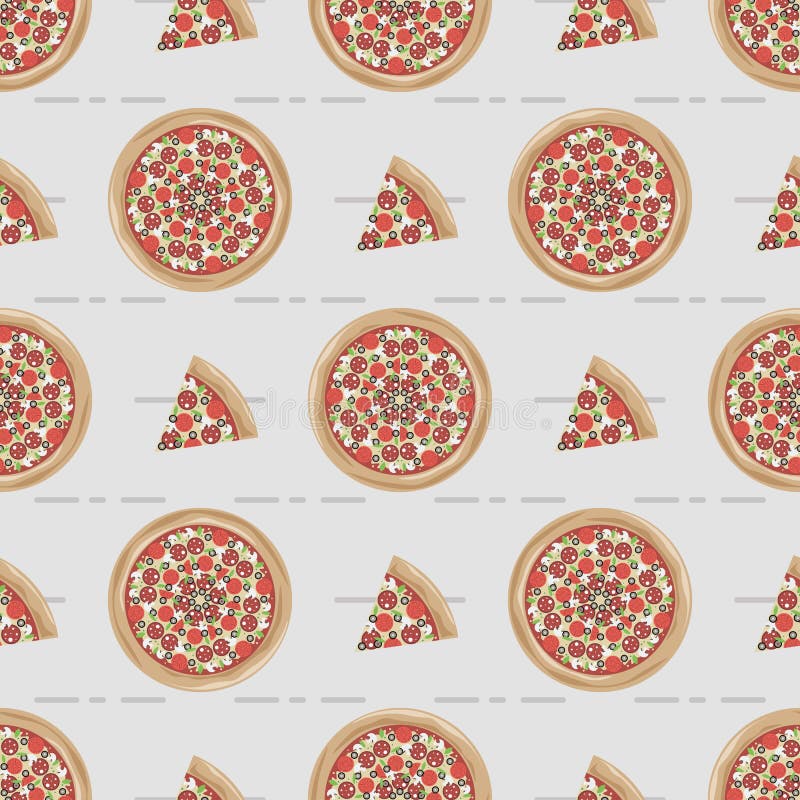 Bright Abstract Vector Colored Pizza Seamless Pattern Stock ...