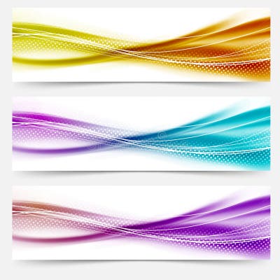 Bright Abstract Wave Footers with Lines Stock Vector - Illustration of ...