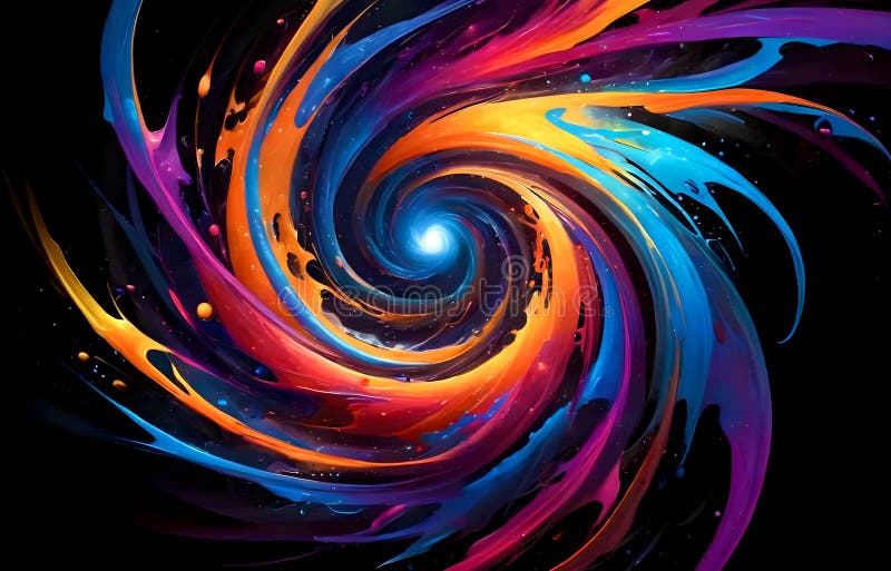 Bright Abstraction Swirls with Different Colors on a Black Background ...