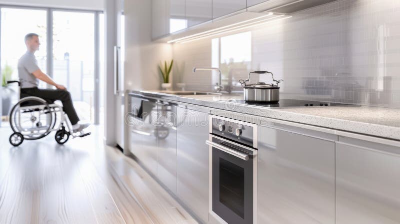 Modern Inclusive Kitchen with Wheelchair User, Bright and Accessible ...