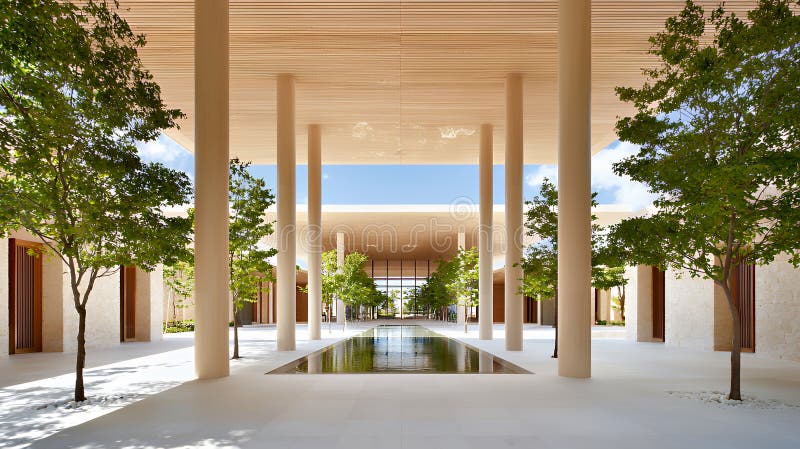 Stunning Modern Architectural Space Surrounded by Lush Greenery and ...