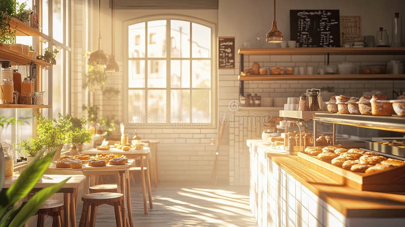 A Bright and Airy Bakery with Fresh Pastries on Display and Warm Stock ...