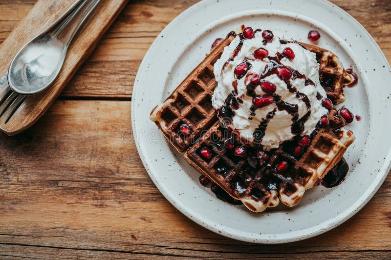 A Bright and Airy Cafe Serving Waffles Topped with Pomegranate Seeds ...