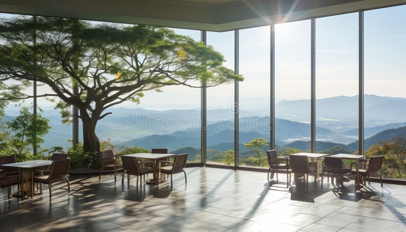 Bright and Airy Empty Modern Cafe Restaurant with Spacious Layout and ...