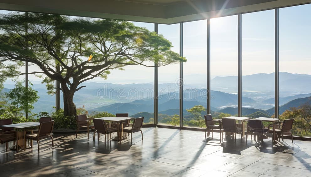 Bright and Airy Empty Modern Cafe Restaurant with Spacious Layout and ...