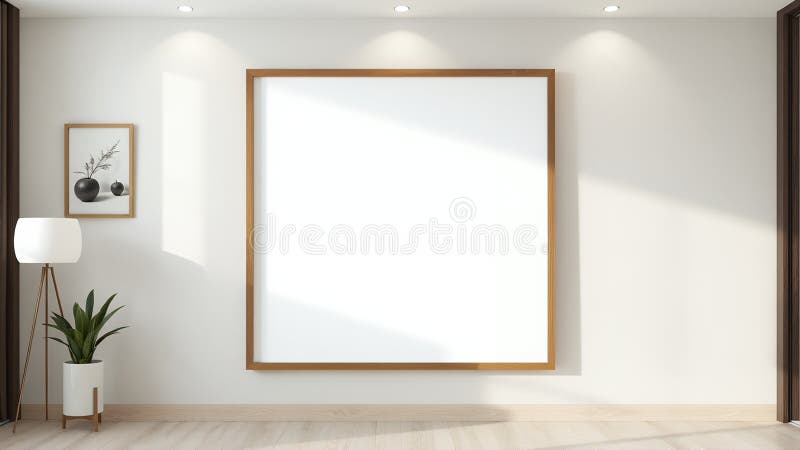 Modern Empty Gallery Space with Large Frame and Minimalistic Decor ...