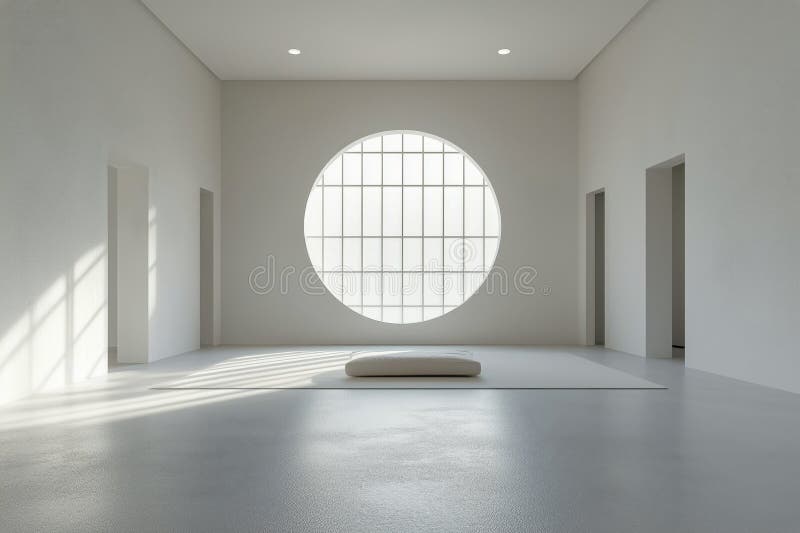 Stylish White Interior Circular Window Soft Natural Light Modern Space ...