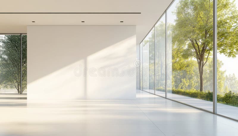 Modern Interior with Large Windows and Natural Light in a Minimalist ...