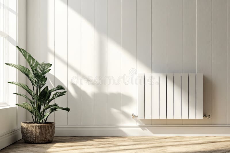 Bright and Airy Interior with a Plant and Radiator during Daylight ...
