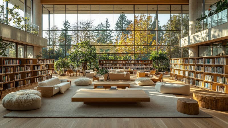 Bright and Airy Library Space Features Minimalist Bookshelves and ...