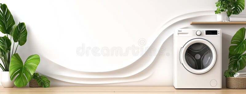 Bright and Airy Modern Laundry Room Featuring a White Washing Machine ...