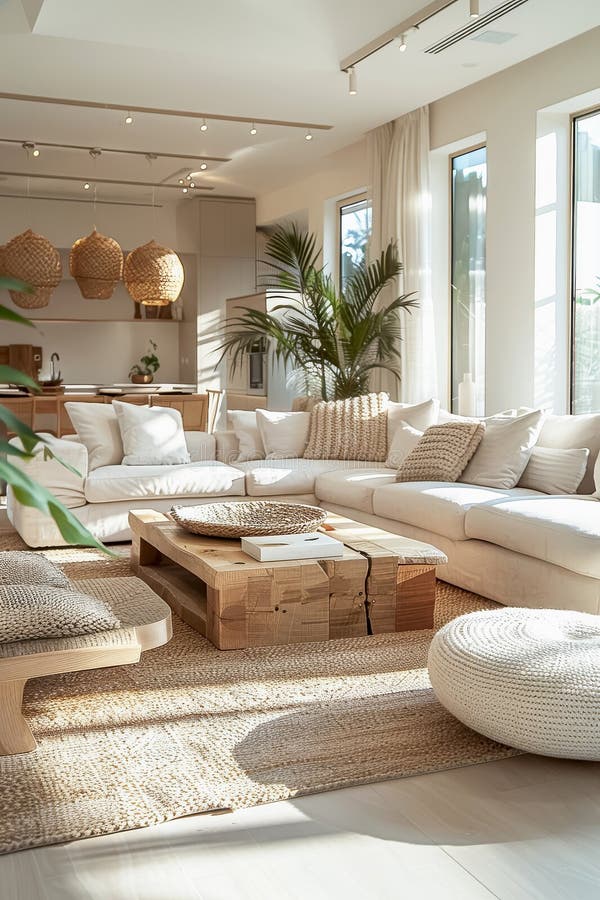 Bright and Airy Modern Living Room with Light Colors and Natural Decor ...