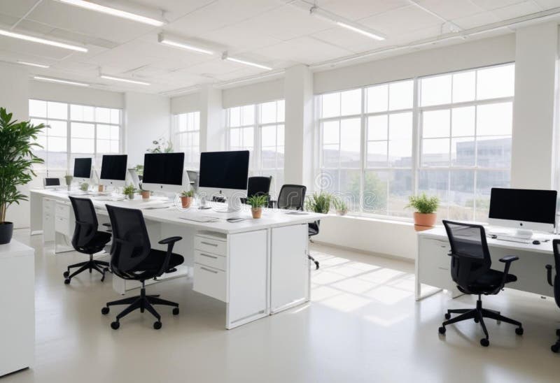 Bright and Airy Modern Office Space with Ergonomic Workstations and ...