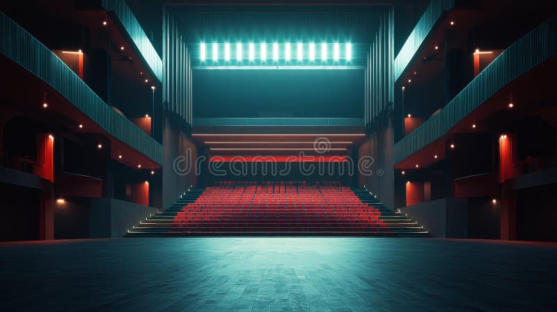 Bright and Airy Modern Theater Interior with a Clear View of the Stage ...