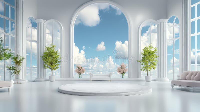 Bright and Airy Room Featuring Large Window Illuminating a Round Table ...