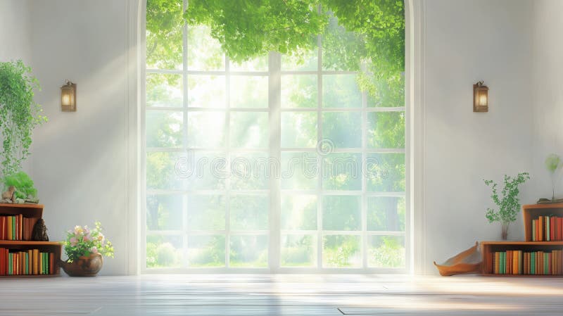 A Bright and Airy Room with Large Windows Filled with Sunlight, Minimal ...