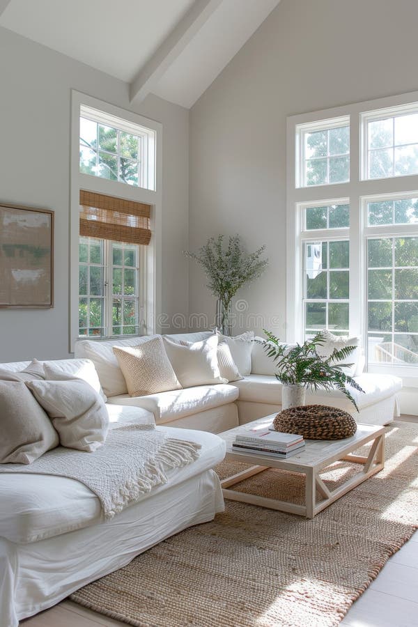Bright, Airy Room with Natural Light and Stylish Decor Stock ...