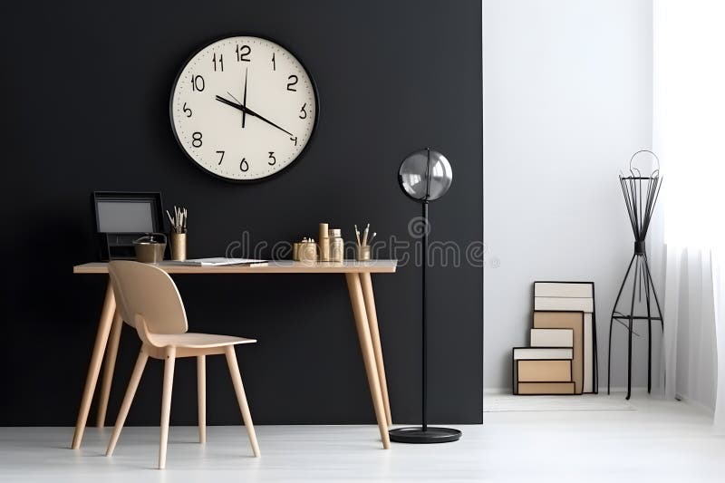 Bright and Airy Study Room with an Empty Wall Featuring a Modern Wall ...