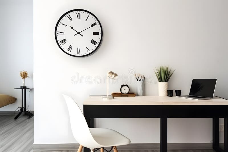 Bright and Airy Study Room with an Empty Wall Featuring a Modern Wall ...