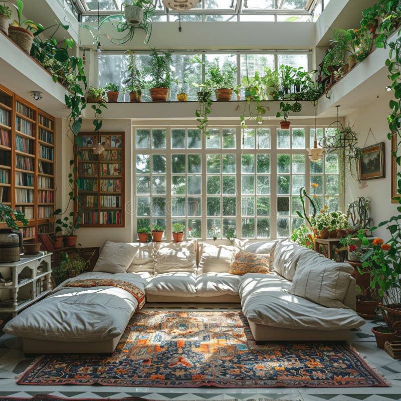 Bright and Airy Sunroom Filled with Plants and Natural Light Stock ...