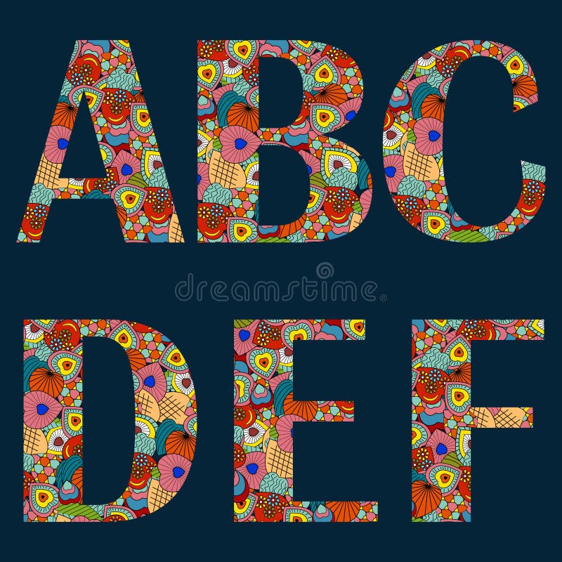 Collage-style-alphabet-letters-a-B-C-D-E-F Stock Vector - Illustration ...