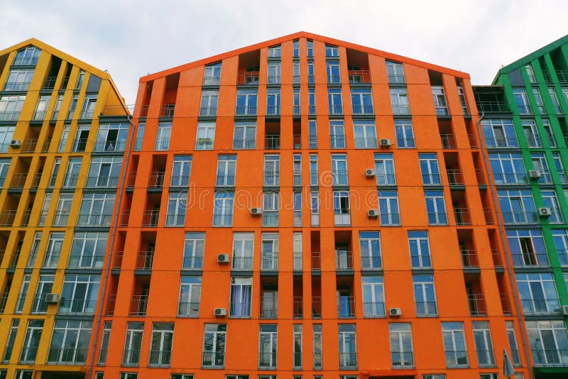 Bright Architecture of Houses in Kiev Stock Image - Image of elevation ...