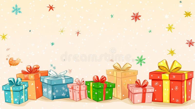 A Bright Array of Wrapped Gifts Featuring Satin Ribbons and Bows on a ...