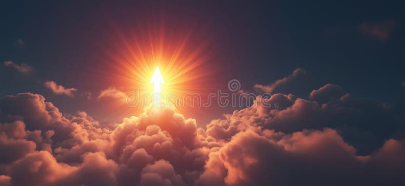 Bright Arrow Emerging from Clouds Symbolizing Hope and Aspiration at ...