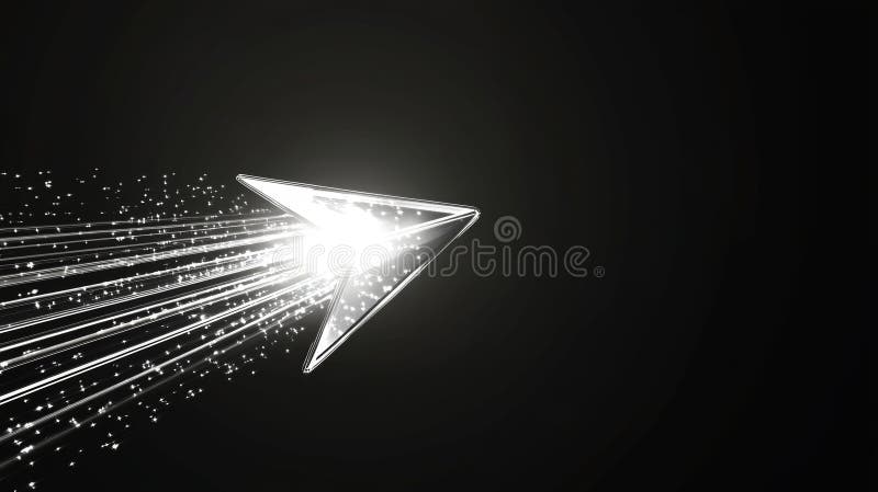 Bright Arrow Emitting Light and Sparkles Against a Dark Background ...
