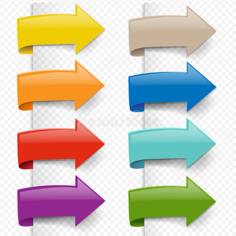 Bright Arrows Web Set Isolated Transparent Stock Vector - Illustration ...