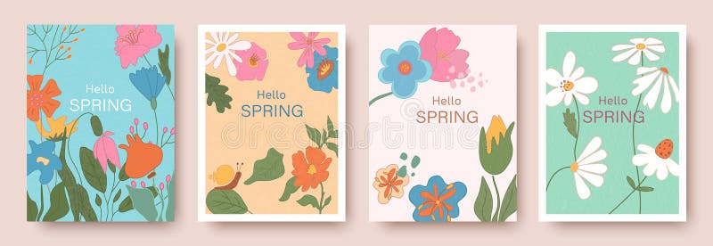 Bright Artistic Templates with Floral Pattern. Spring Flowers,for ...