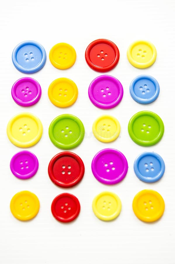 Bright assorted buttons, stock photo. Image of dressmaking - 92346382