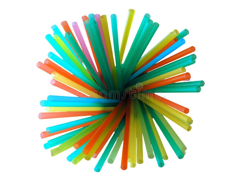 Bright Assortment of Drinking Straws Isolated on White Stock Image ...
