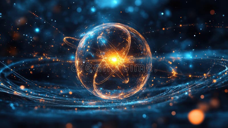 Cosmic Energy Radiates from a Luminous Atom in a Vibrant, Swirling ...