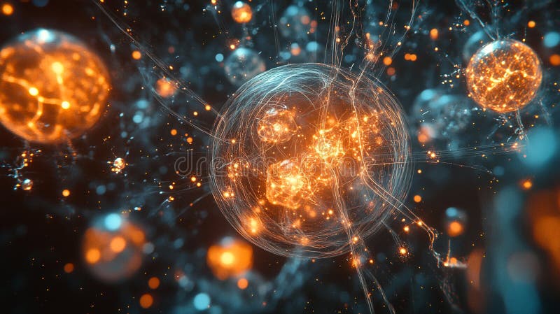 Colorful Atomic Particles Interacting in a Digital Space Environment ...