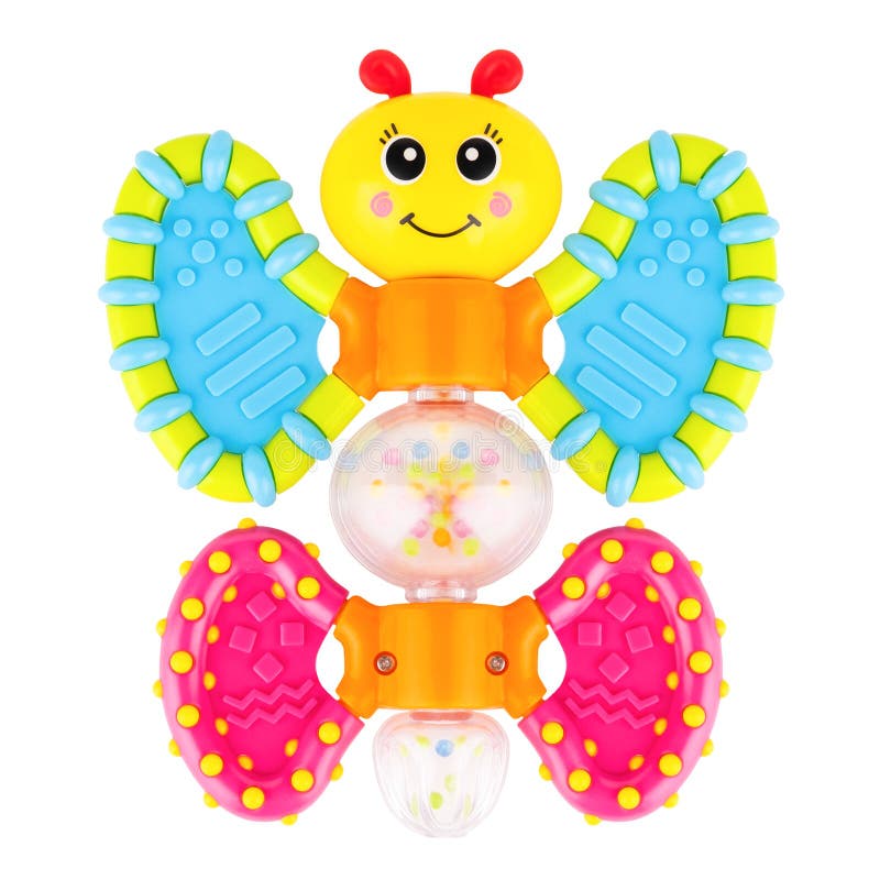 Bright Baby Rattle Butterfly Isolated Stock Image - Image of bright ...