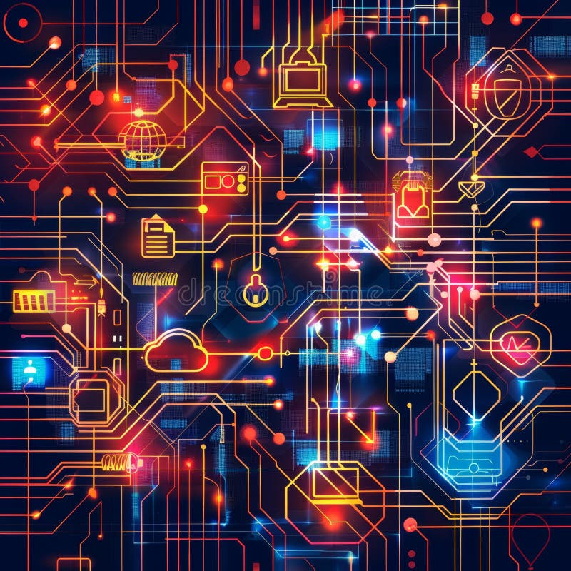 Bright Background with Abstract Cyber Security Icons. Stock ...