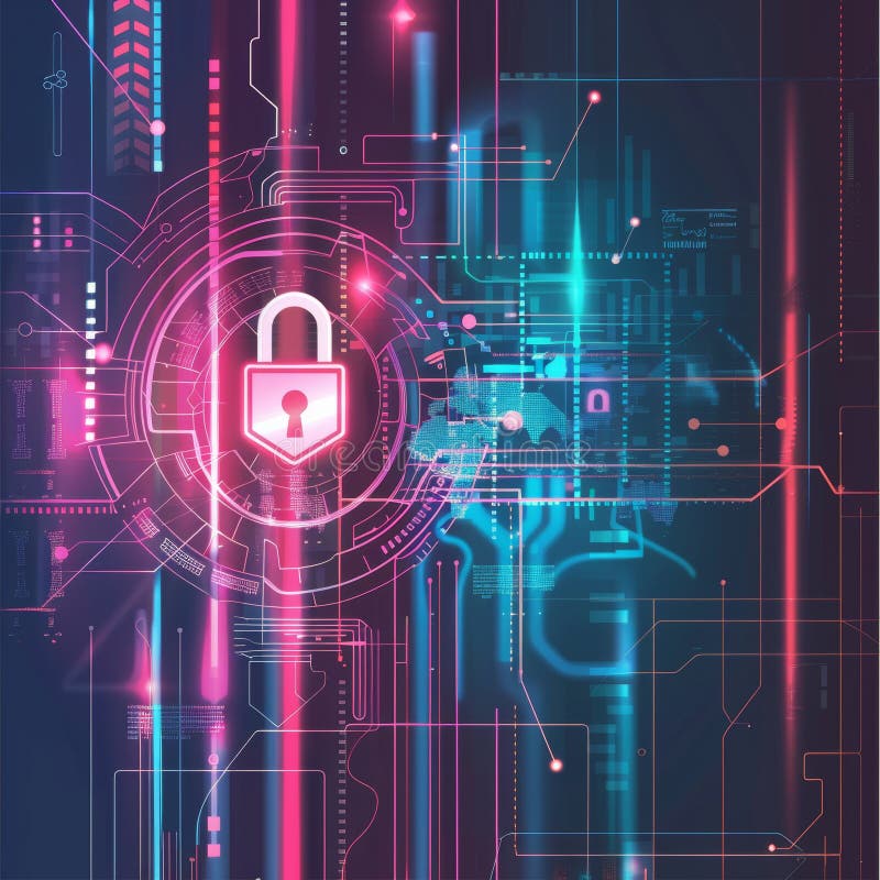 Bright Background with Abstract Cyber Security Motifs. Stock ...