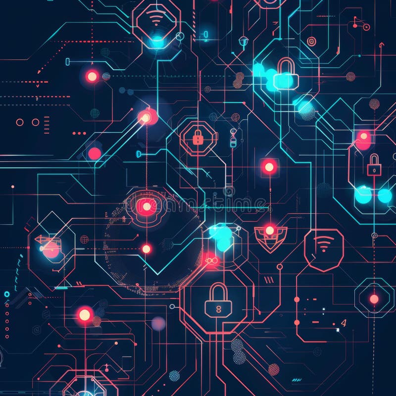 Bright Background with Abstract Cyber Security Motifs. Stock ...