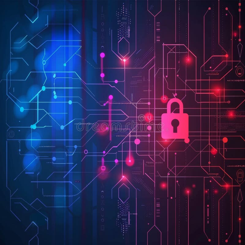 Bright Background with Abstract Cyber Security Motifs. Stock ...