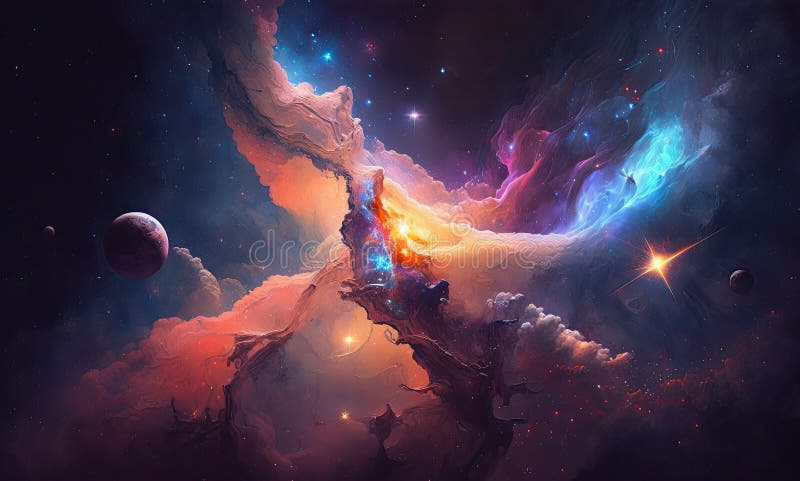 Bright Outer Space with Stars, Constellations, Galaxies. Generative AI ...