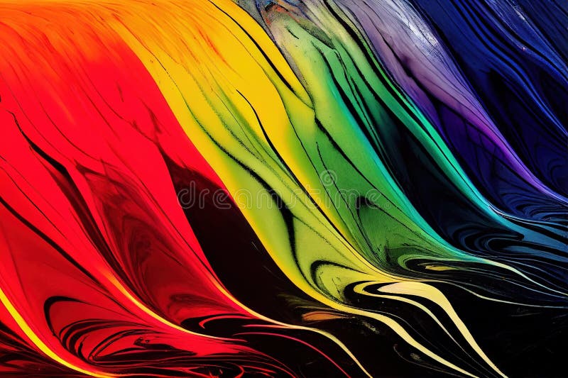 Bright Background with Diagonal Liquid Texture Painted in Rainbow ...