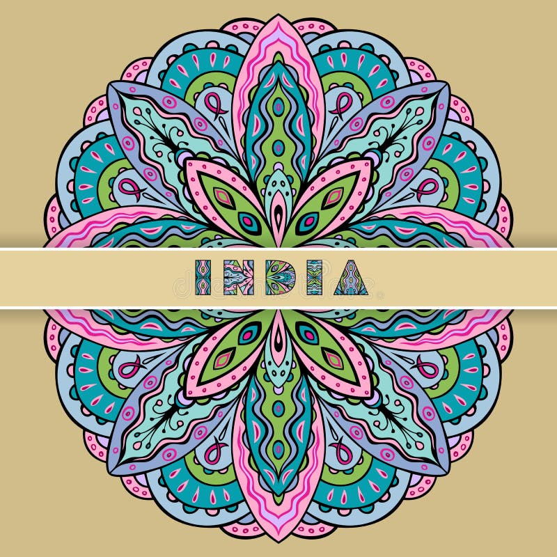 Bright Background with Fancy Ethnic Indian Pattern. Stock Vector ...
