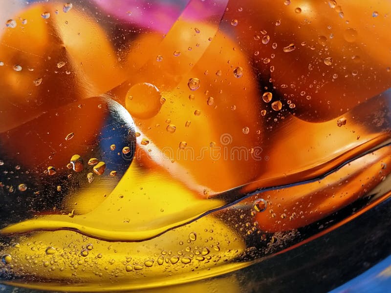 Bright Background of Round Drops of Different Sizes. Drops of Oil in ...