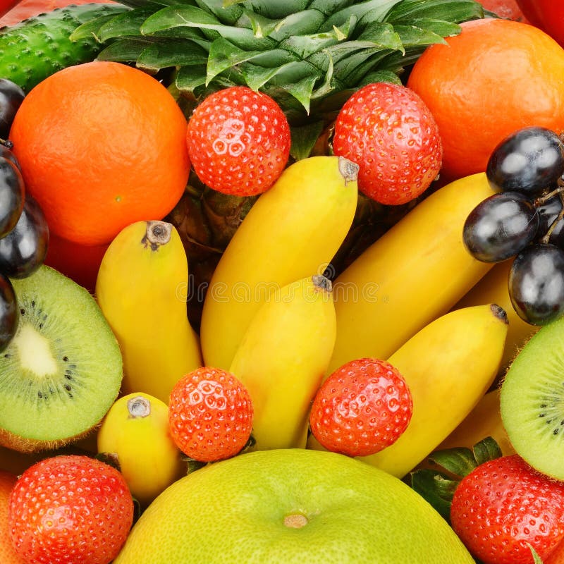 Bright Background from Various Vegetables and Fruits Stock Photo ...