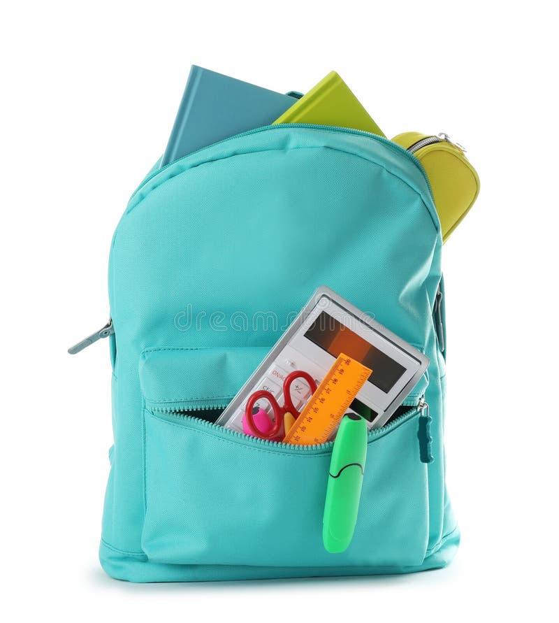 Bright Backpack with School Stationery Stock Photo - Image of colorful ...