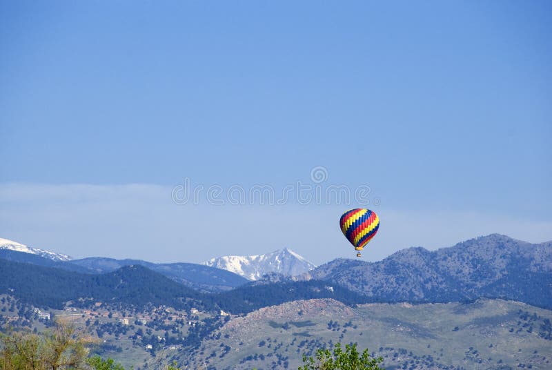 Hot Air Balloons Passing Over Mountains in Colorado Stock Photo - Image ...